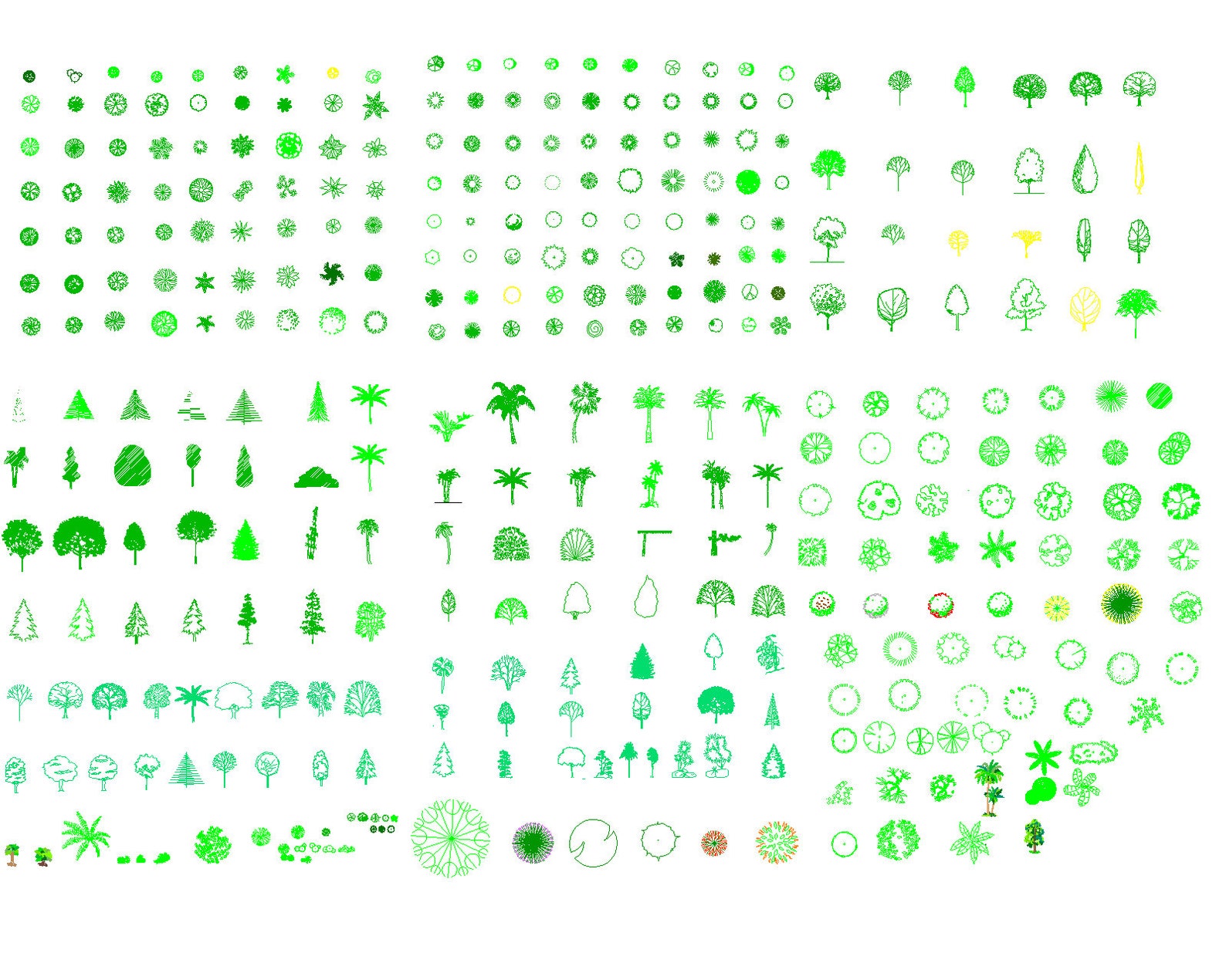 Autocad Landscaping Blocks: Trees, Palms, and Plants in Plan and ...