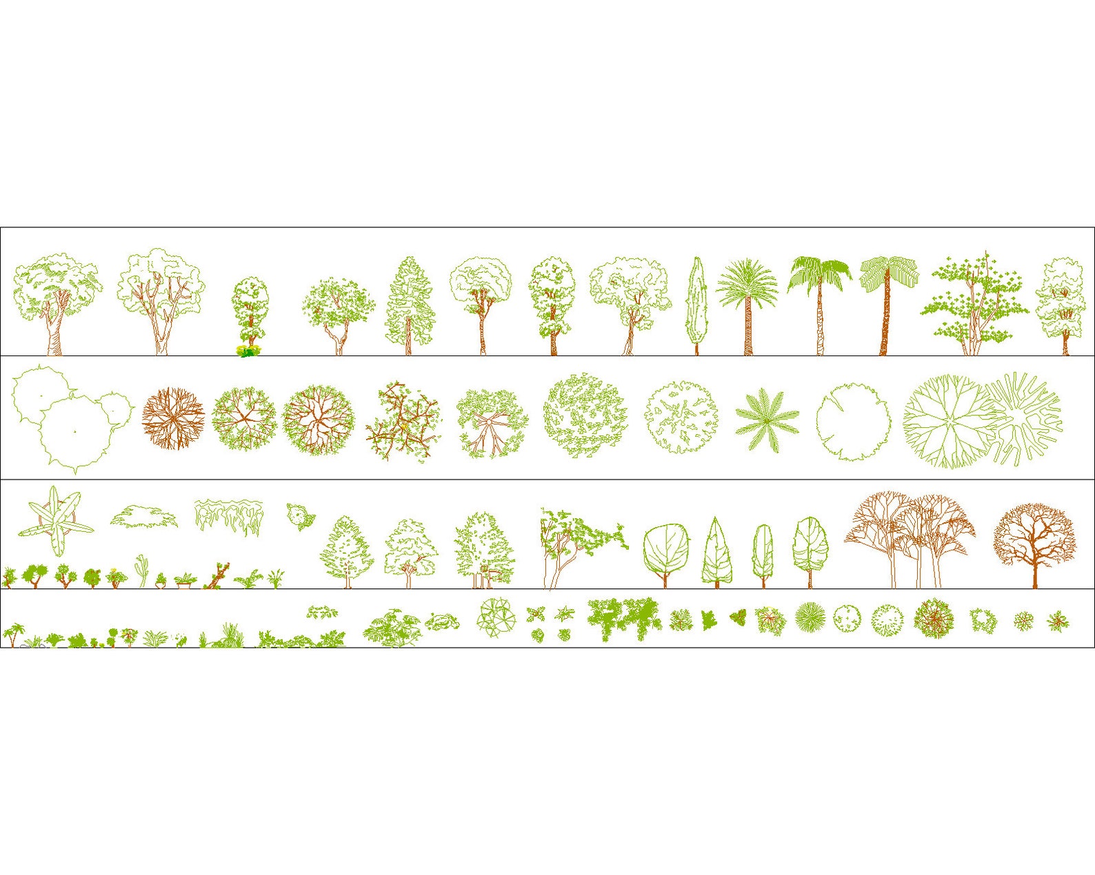Autocad Landscaping Blocks: Trees, Palms, and Plants in Plan and ...