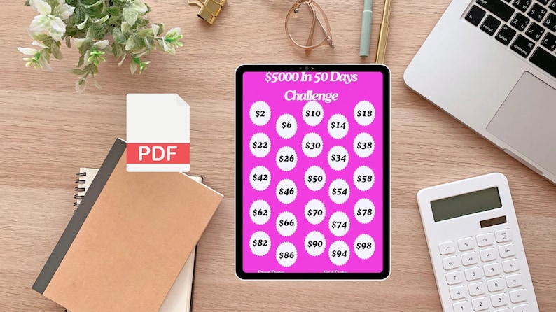 5K in 50 Days: Crush Your Savings Goals! Vacation Fund Tracker ...