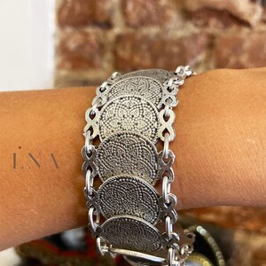 Vintage Sterling Silver Double Hoop Link Chain Bracelet • Vintage ...