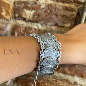 Vintage Sterling Silver Double Hoop Link Chain Bracelet • Vintage ...