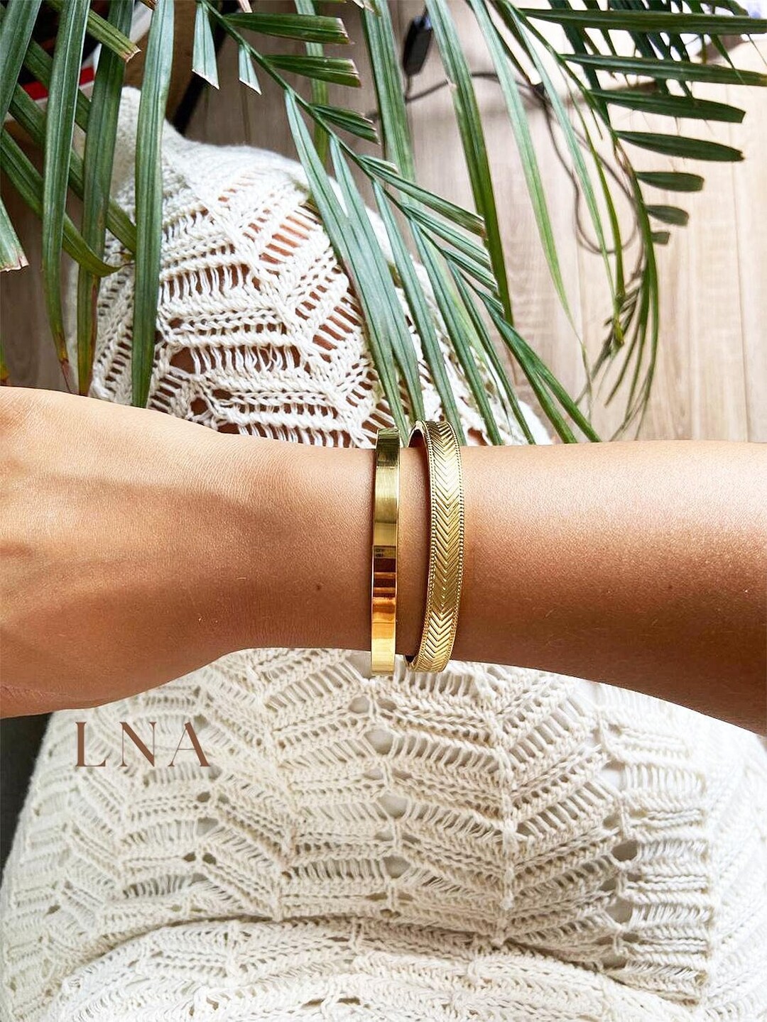 14K Gold Steel Nail Plain Snake Cuff Bracelets From Lnashop Clash ...