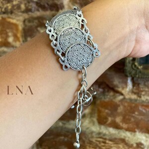 Vintage Sterling Silver Double Hoop Link Chain Bracelet • Vintage ...