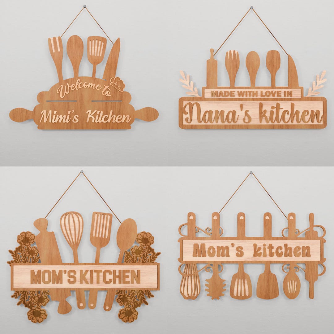 Mom's Kitchen Sign SVG File, Kitchen Sign Laser Cutting Files, Grandma ...