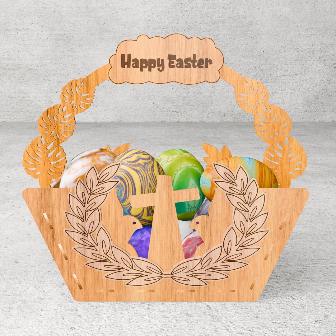 Easter Decorative Basket Laser Cut, Decorative Laser Cut Wooden Easter ...