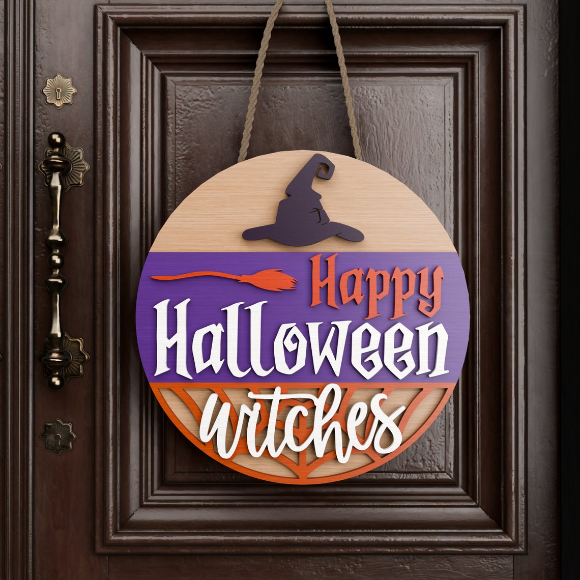 Happy Halloween Witches Door Hanger Svg Laser Cut Files Ghost Door ...