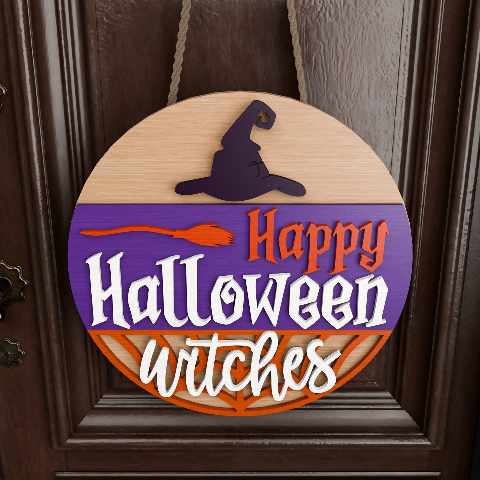 Happy Halloween Witches Door Hanger Svg Laser Cut Files Ghost Door ...