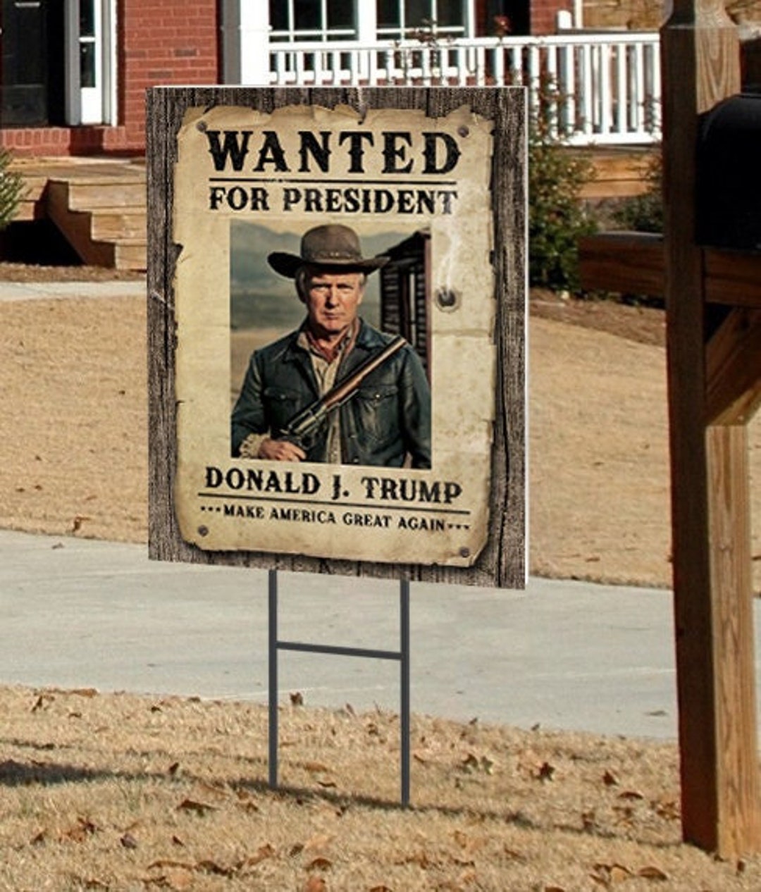 Trump Unique Western Election Yard Sign, Coroplast Yard Sign With Metal ...