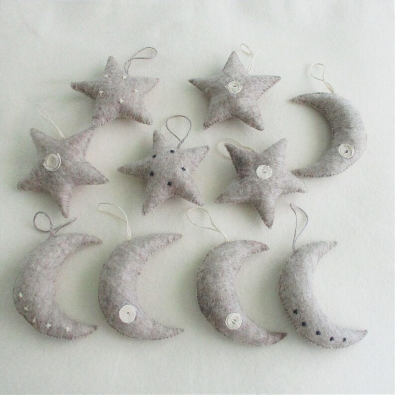 10 Felted Christmas Decorations Gray Large - Etsy