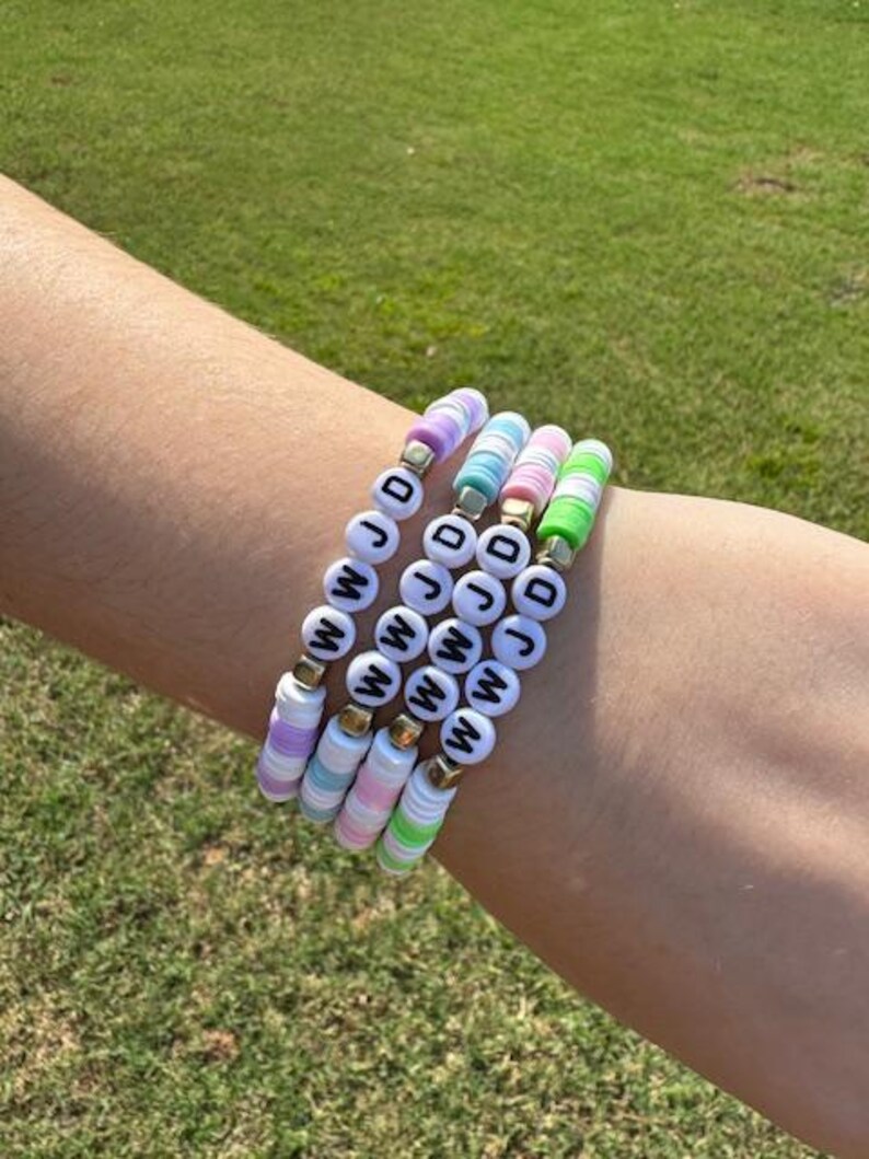 Pastel WWJD Bracelets - What Would Jesus Do? Christian Handmade Heishi ...