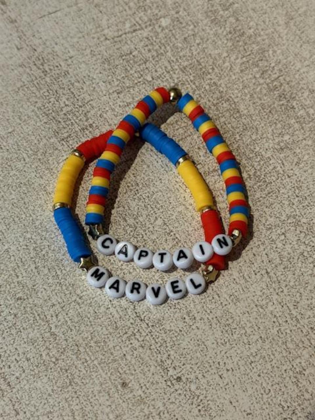 Captain Marvel Beaded Bracelets Marvel Homemade Heishi Bracelets - Etsy