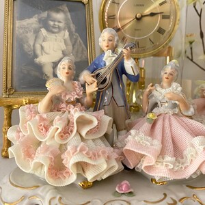 Capodimonte Porcelain Lace Lady Victorian Figurines Courting by Parlor ...