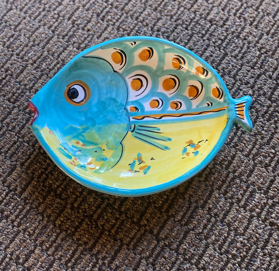 11 Inch Fish Platter, Ravello Italy Fish Plate Hand Painted Whimsical ...