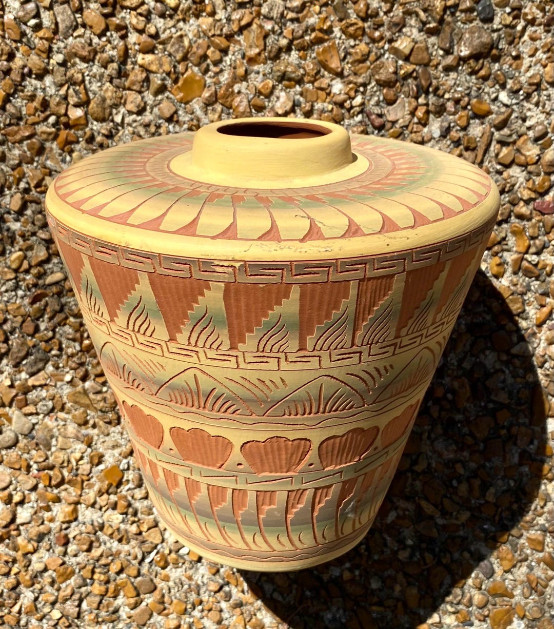 10” Joann Johnson Navajo American Indian Pottery- Vintage Hand Carved ...