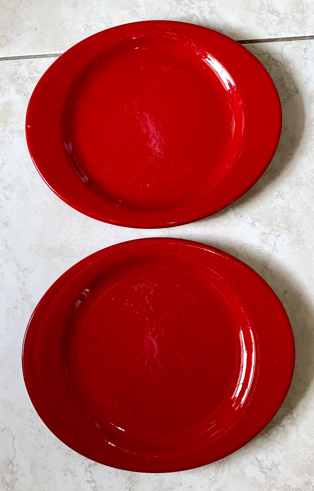 WAECHTERSBACH 11” X 9” Oval Platter Plates~ Cherry Red Serving ...