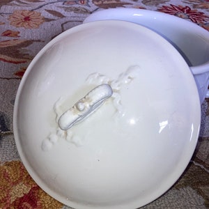 Large Antique White Ironstone Chamber Pot ~ Embossed Slop Pot ...