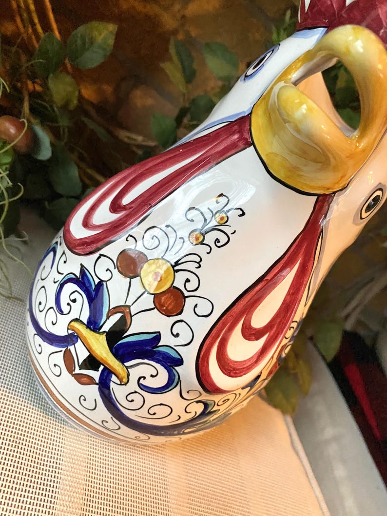 Deruta for Neiman Marcus Spouted Rooster Water Pitcher~ Vintage Italian ...