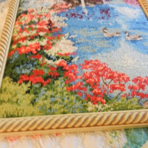 Vintage Needlepoint Landscape Wall Hanging~ Beautifully Done Needle ...