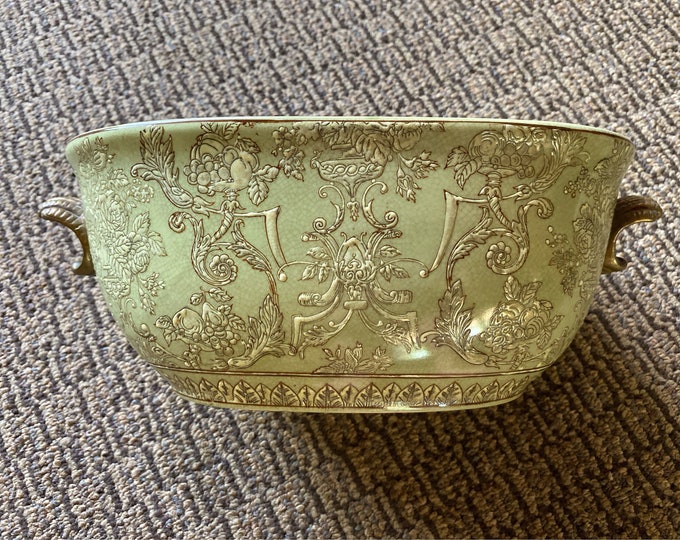 Beautiful Chinese Porcelain Planter With BRONZE Handles~ Sage Green ...