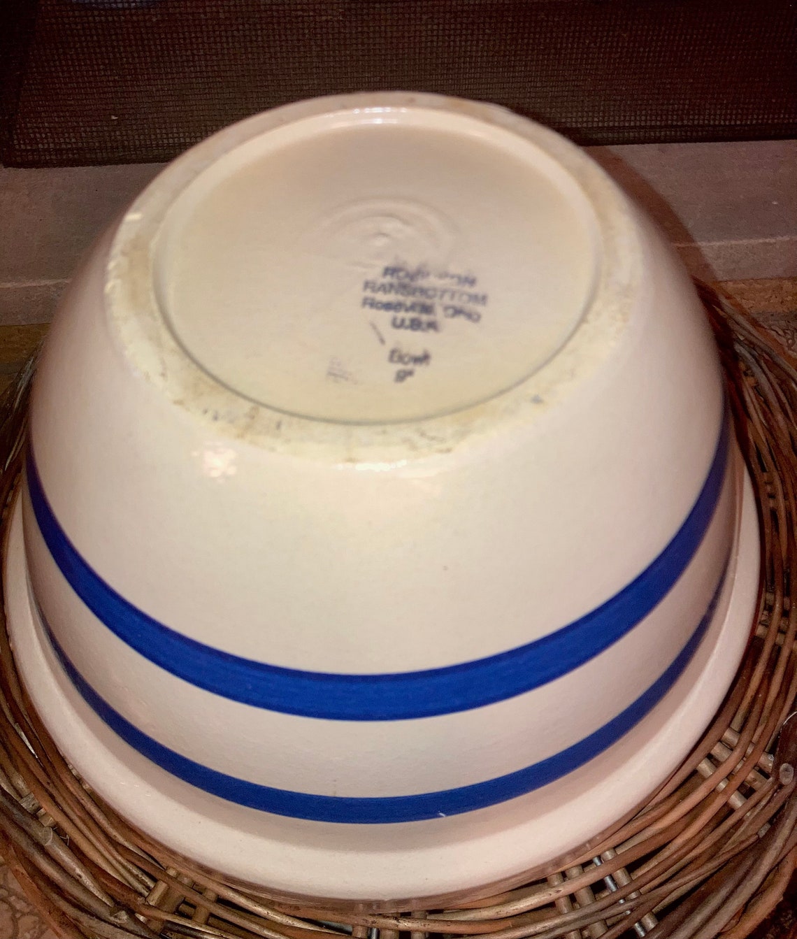 9 Large Robinson Ransbottom Blue Bands Pottery RRP - Etsy