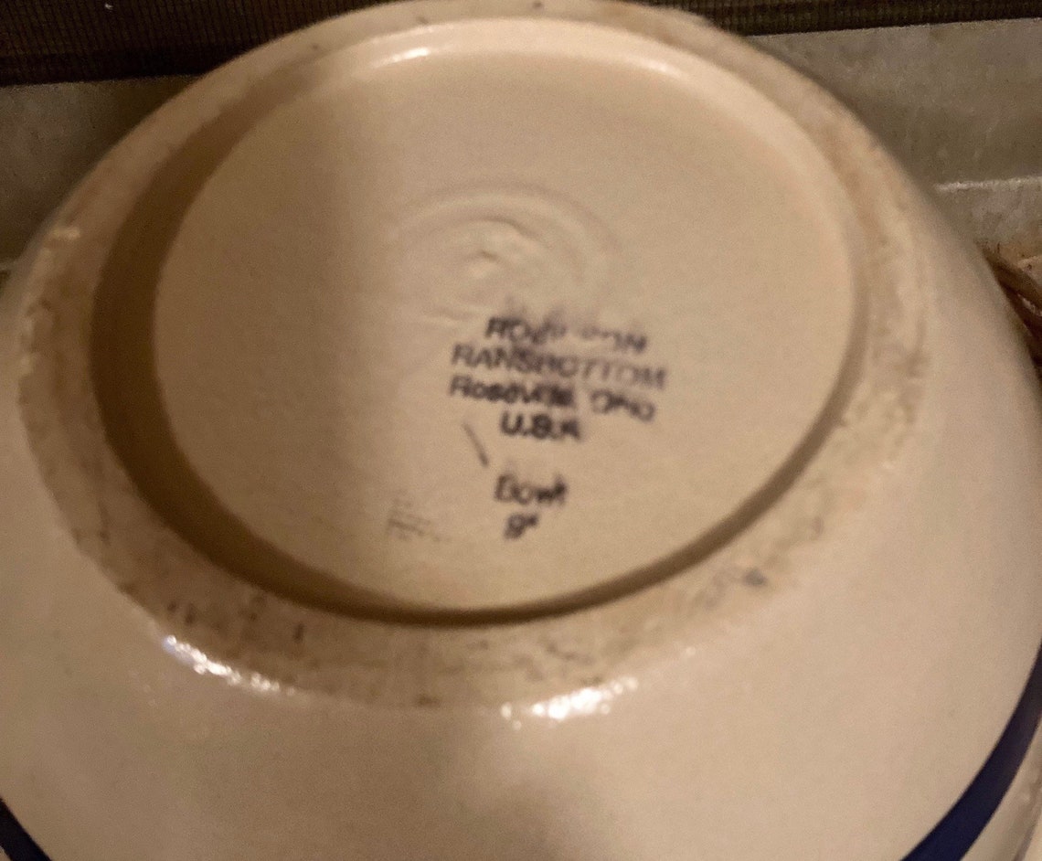 9” Large Robinson Ransbottom Blue Bands Pottery ~ RRP Roseville Ohio ...