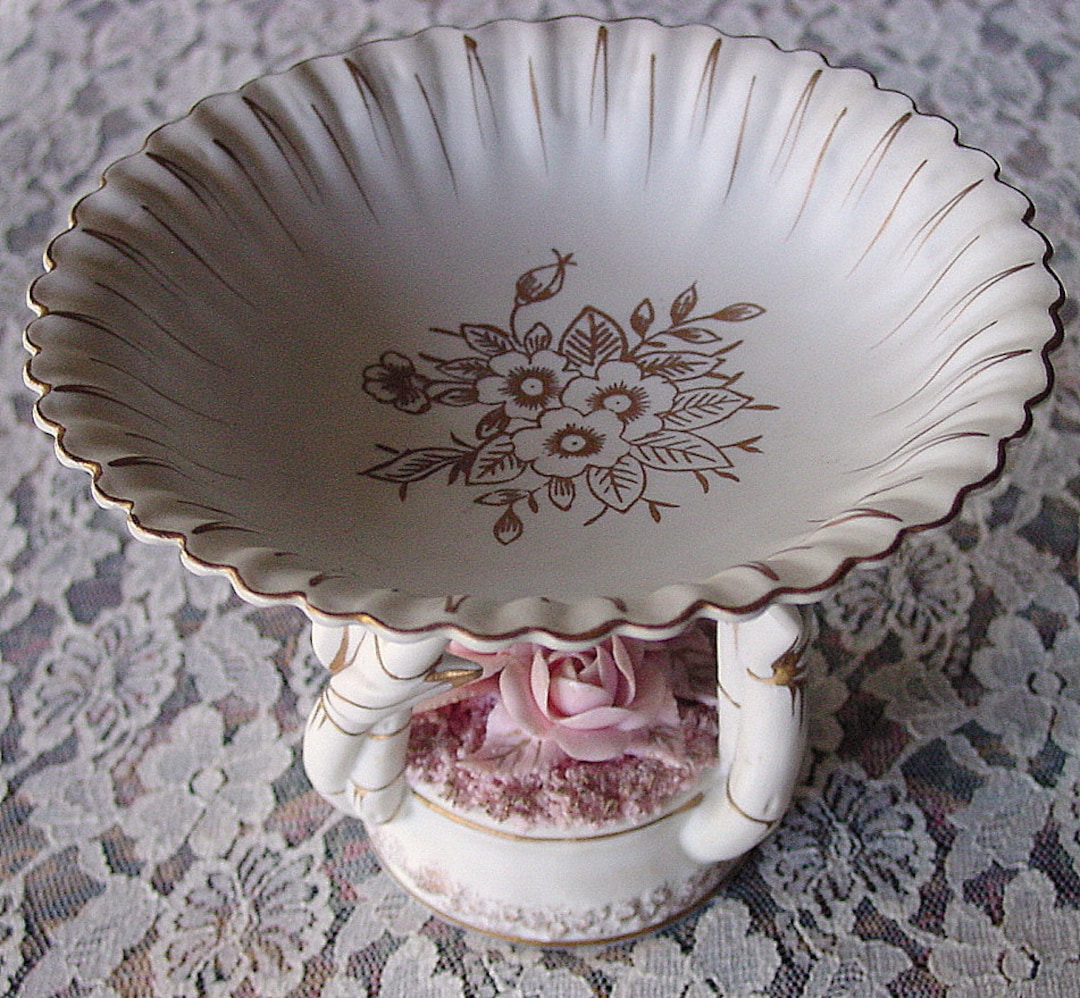 White Porcelain Pink Rose Bowl Capodimonte Italian Porcelain - Etsy