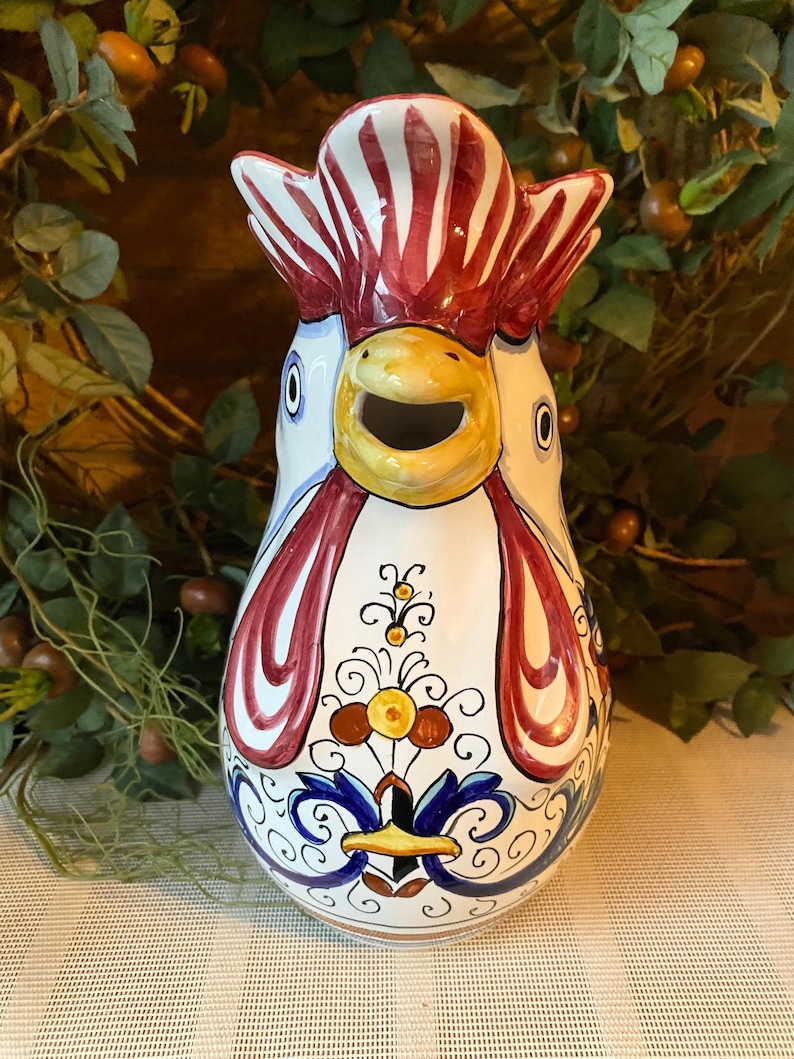 Deruta for Neiman Marcus Spouted Rooster Water Pitcher~ Vintage Italian ...