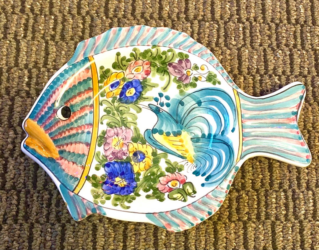 Skyros Greece 9 Inch Fish Platter Fish Plate Hand Painted Greek Island ...