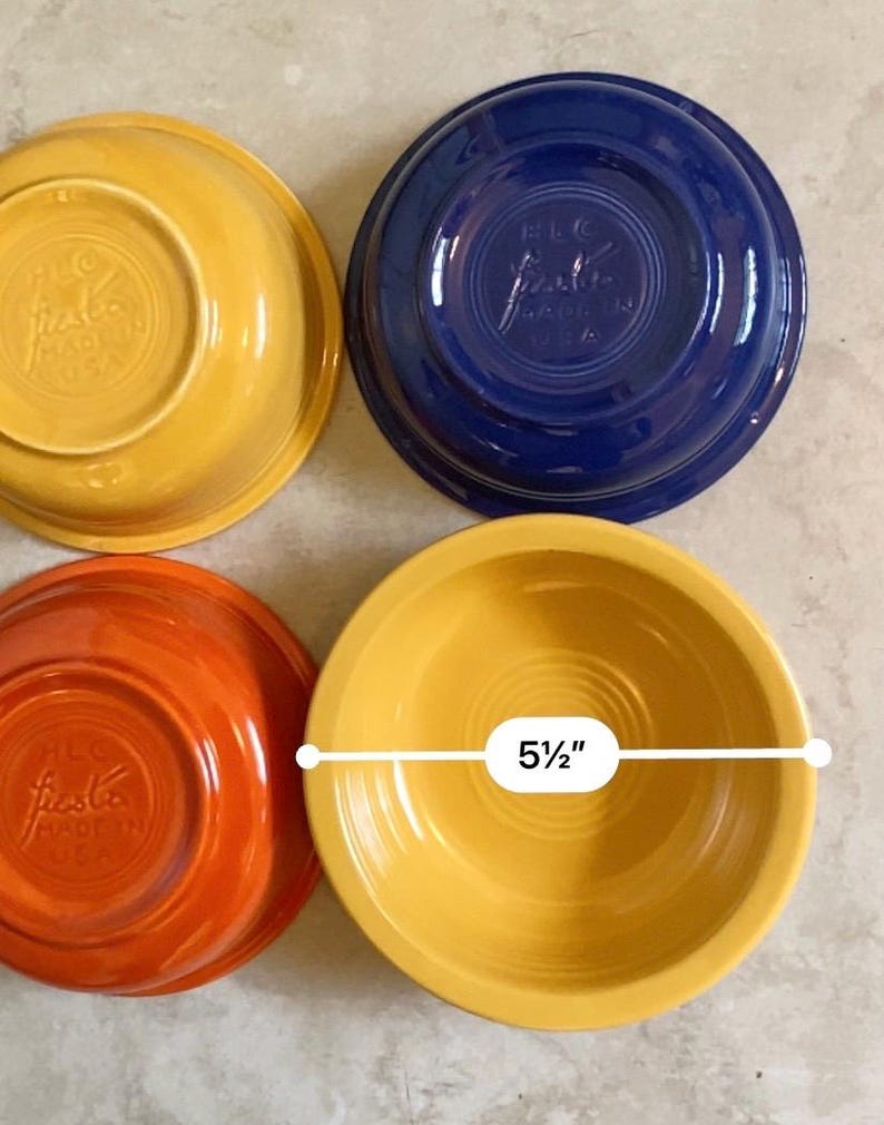 Vintage HLC Fiestaware Bowls: 1950s Cobalt Blue, Yellow, Orange Set - Etsy
