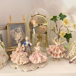 Capodimonte Porcelain Lace Lady Victorian Figurines Courting by Parlor ...