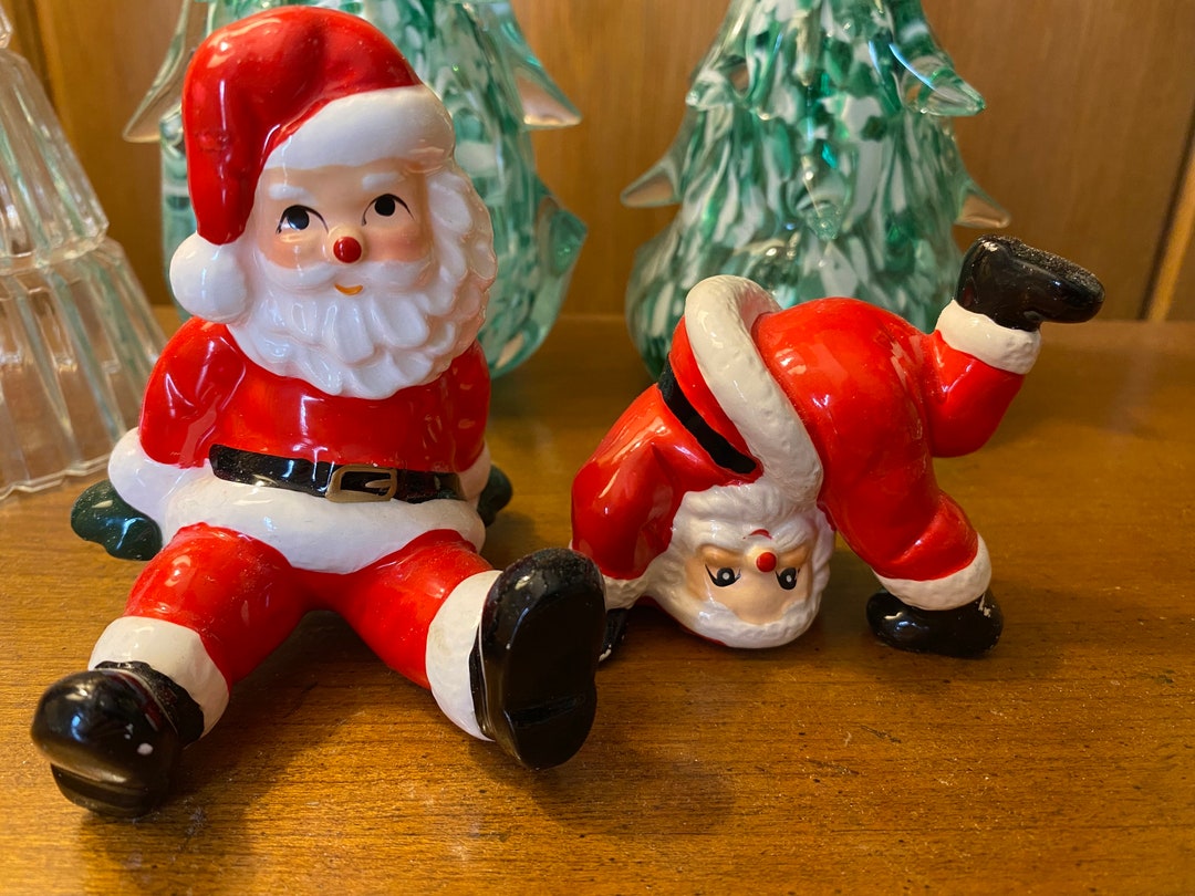 Set of 2 Mid Century Modern Christmas Santa Claus 1960s Shelf Sitter ...