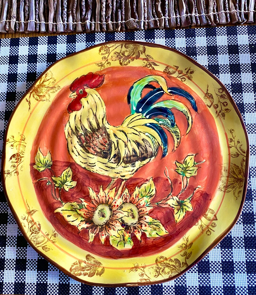 6 Vintage Hand Painted Maxcera Large Orange Rooster Series With ...