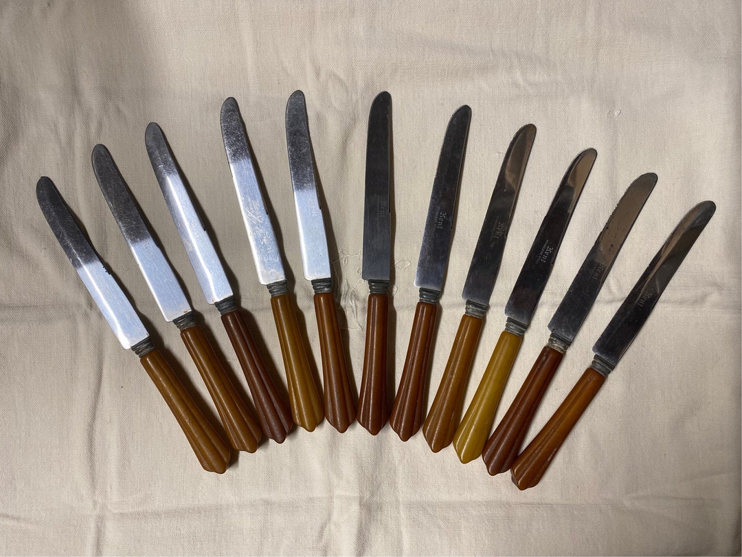 11 Kent French Bakelite Knife Set Stainless Steel Knives Circa 1940's ...