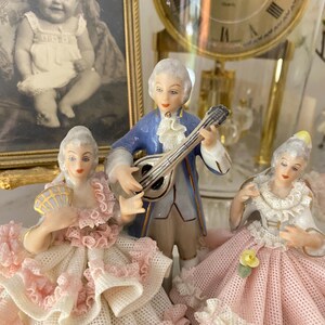 Capodimonte Porcelain Lace Lady Victorian Figurines Courting by Parlor ...