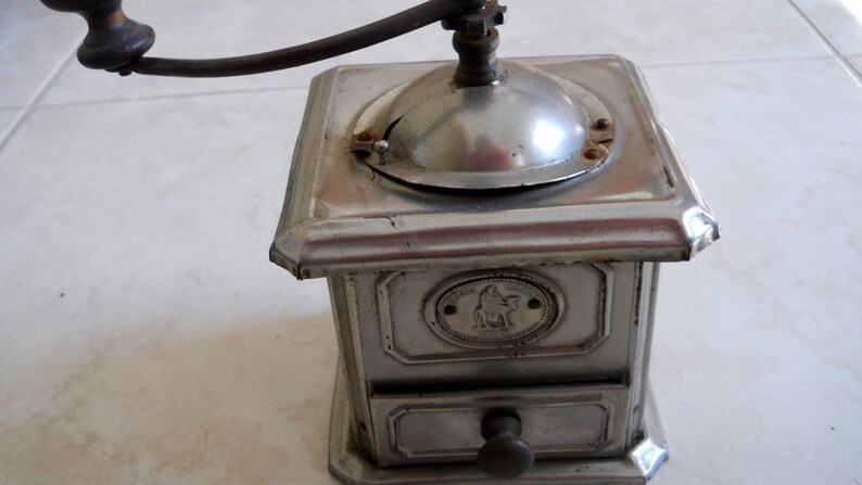 1900s French Tin Coffee Grinder Antique Coffee Mill Grinder Metal and ...