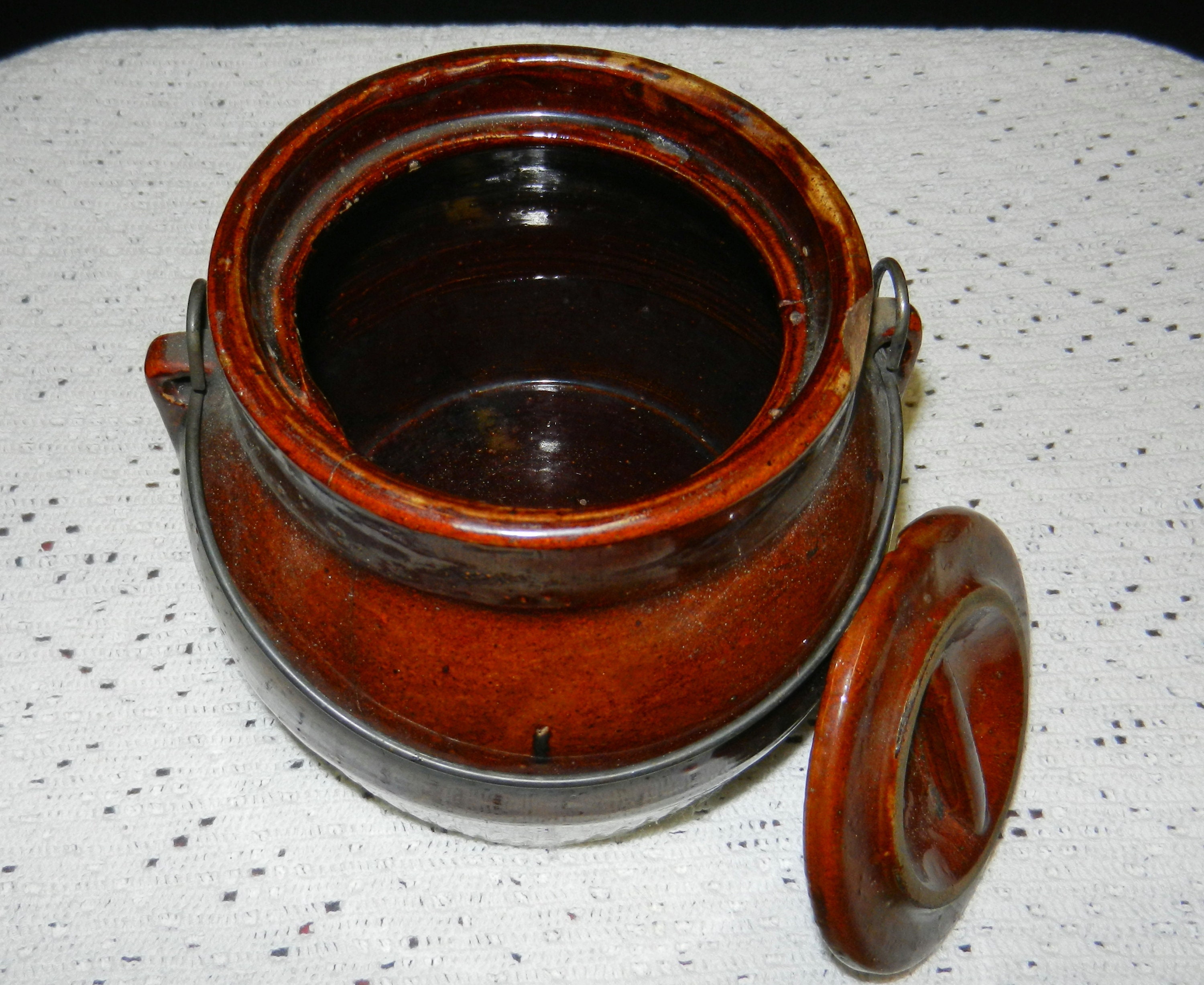 Sale Antique Stoneware Bean Crock Baked Bean Pot Covered - Etsy