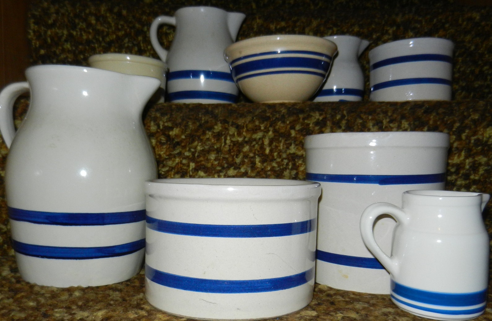 9 Large Robinson Ransbottom Blue Bands Pottery RRP - Etsy