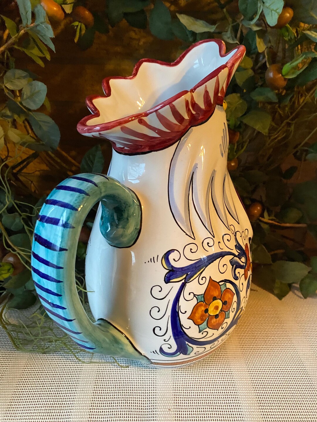 Deruta for Neiman Marcus Spouted Rooster Water Pitcher~ Vintage Italian ...