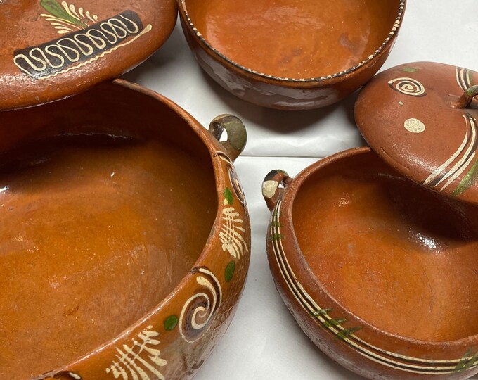 1950s Old Mexican Red Clay Pottery ~ Vintage Casserole and Bowls ...
