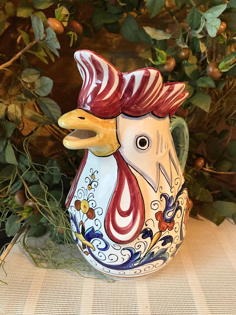 Deruta for Neiman Marcus Spouted Rooster Water Pitcher~ Vintage Italian ...