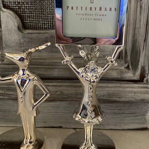 Pottery Barn Silver Christmas Reindeer Picture Frame Deer Statues, Mr ...