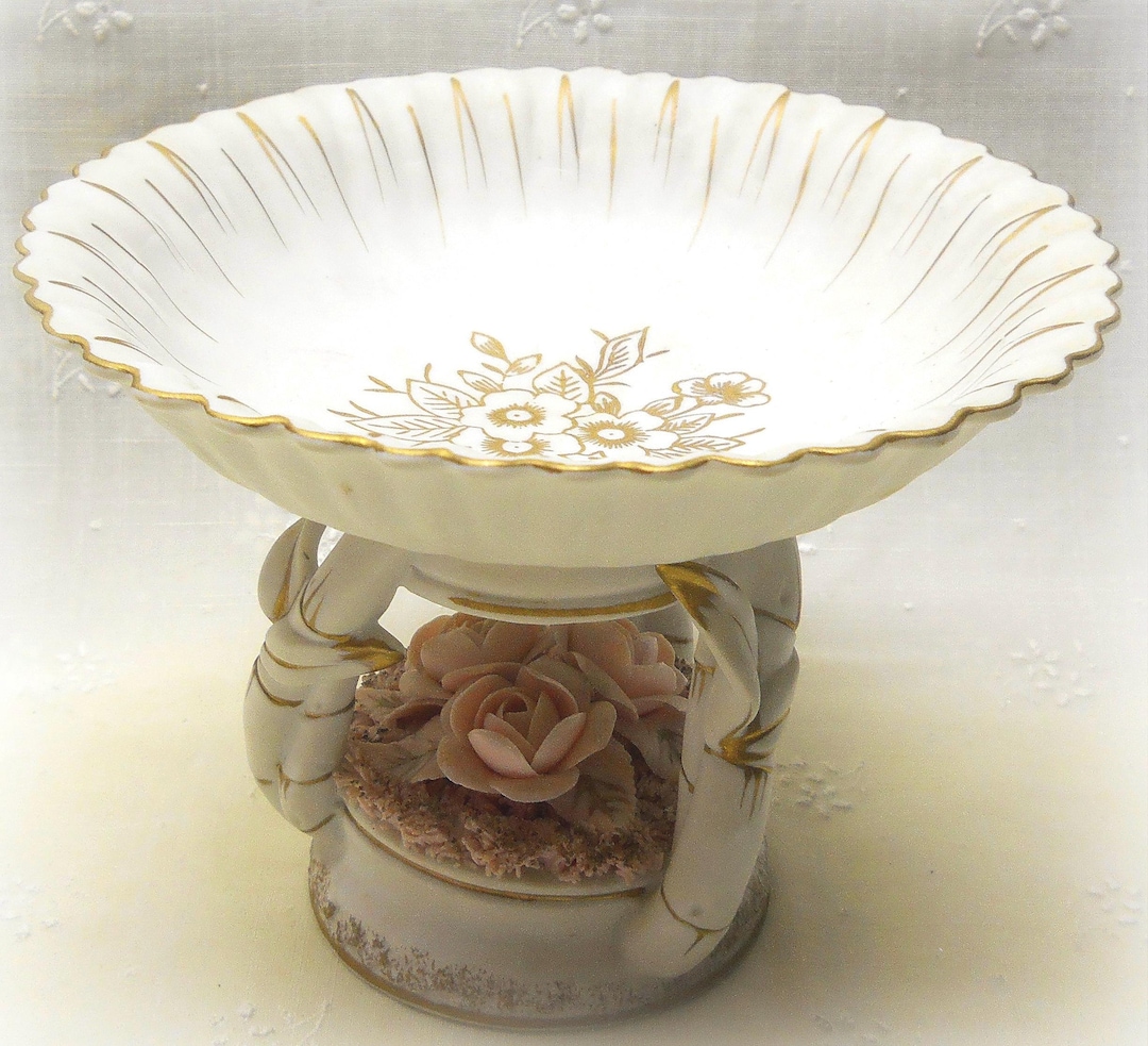 Sweet Porcelain Pink Rose Capodimonte Soap Dish, Vanity Dish, Italian ...