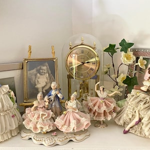 Capodimonte Porcelain Lace Lady Victorian Figurines Courting by Parlor ...