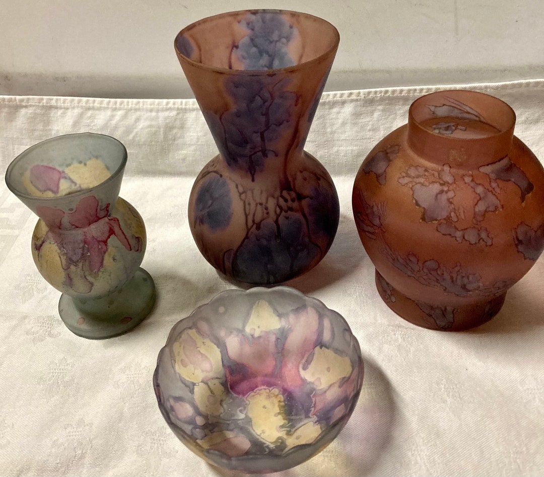 Vintage Rueven Glass by Nouveau Art Glass Co. Hand Hand Painted Israel ...