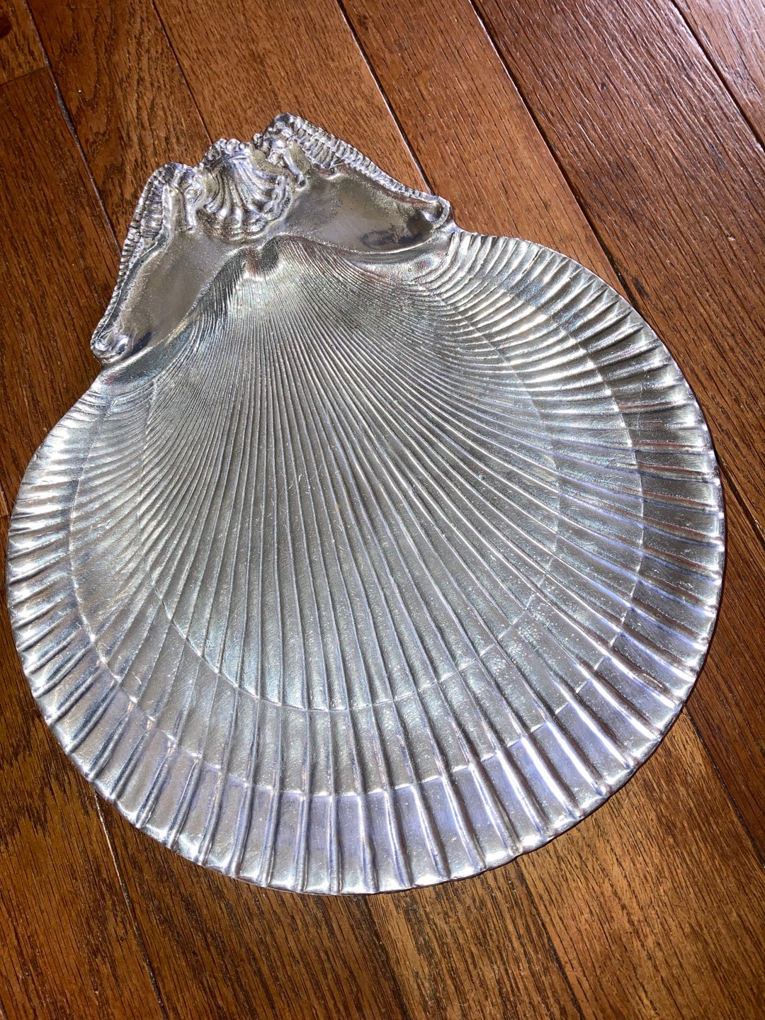 Vintage Sea Clam Silver Bowl Shiny Sea Horses & Shell Serving Bowl ...