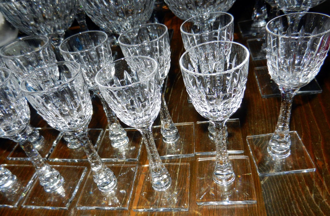 9 Elegant Hawkes Crystal Clear Cut Cordials~pa Tern #7227 Square Base ...