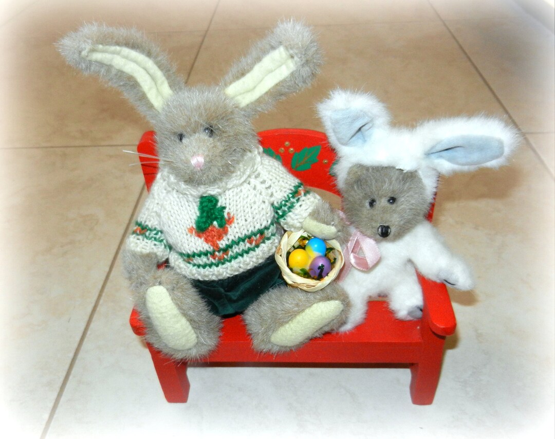 2 Bunny Rabbits Vintage Boyds 1980s Plush Stuffed Animal, Tall Hare ...