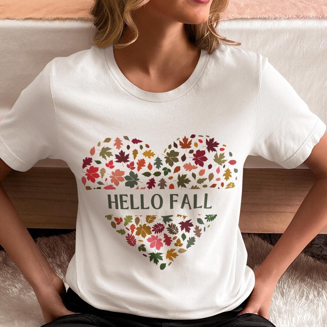 Fall Graphic T-shirt: Cozy Autumn Leaves Design - Soft Cotton - Etsy