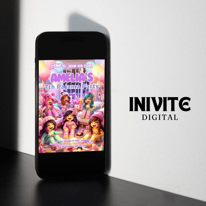 Roblox Sleepover Birthday Invitation, Party Invitation, Slumber and ...