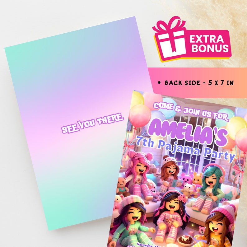 Roblox Sleepover Birthday Invitation, Party Invitation, Slumber and ...